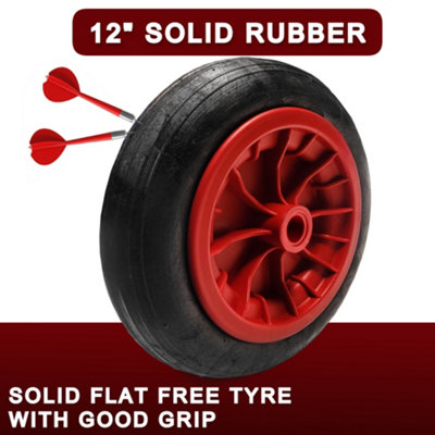12" Inch Solid Wheelbarrow Wheel Puncture Proof Tyre Solid Wheel for ...
