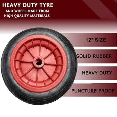 12" Inch Solid Wheelbarrow Wheel Puncture Proof Tyre Solid Wheel for ...