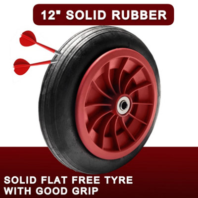 12" Inch Solid Wheelbarrow Wheel Puncture Proof Tyre Solid Wheel for ...