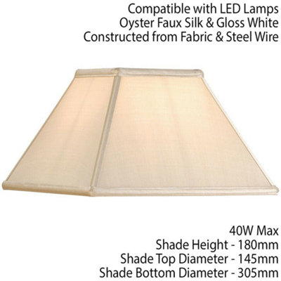 12" Inch Square Tapered Lamp Shade Oyster Faux Silk Fabric Cover Modern ...