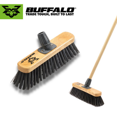 12" Indoor and Outdoor Stiff PVC Toughest Heavy Duty Sweeper Broom with ...