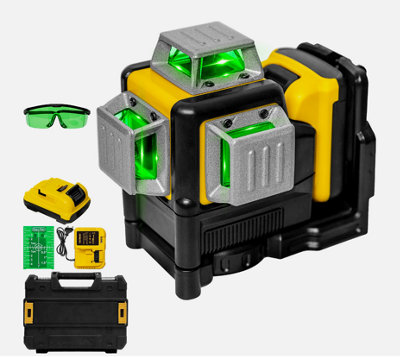 12 Lines 3 Sides 360 Degree Vertical Lines Laser Level Horizontal Green Light