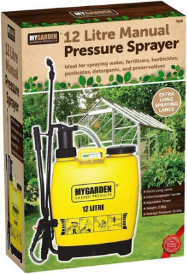 12 Litre Knapsack Pressure Sprayer Water Spray Bottle Backpack Weed ...