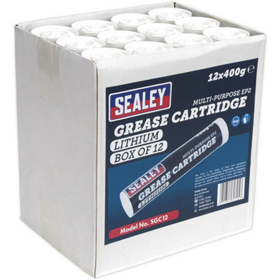 12 Pack 400g EP2 Lithium Grease Cartridges for Plunger Type Grease Guns