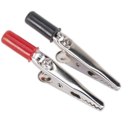 12 PACK 55mm Small Crocodile Clips - SIX PAIRS - 10 Amps Max - Red & Black