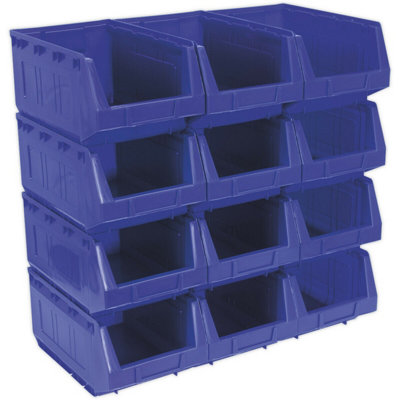12 PACK Blue 210 x 335 x 165mm Plastic Storage Bin - Warehouse Part ...