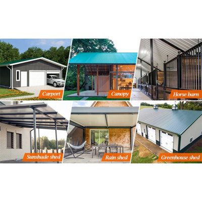 12 Pack Dark Green Corrugated Steel Roof Panels Pre Drilled with Screws ...