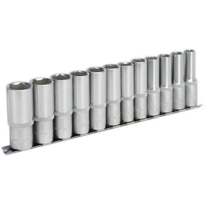 12 PACK DEEP Socket Set 1/2" Metric Square Drive - 6 Point WallDrive ...