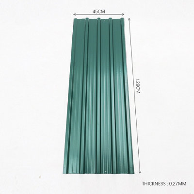 12 Pack Green Corrugated Metal Roof Panels Wall/Roof Cladding, 129cm x 45cm