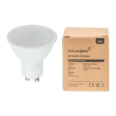 12 Pack GU10 White Thermal Plastic Spotlight LED 5W Cool White 4500K ...