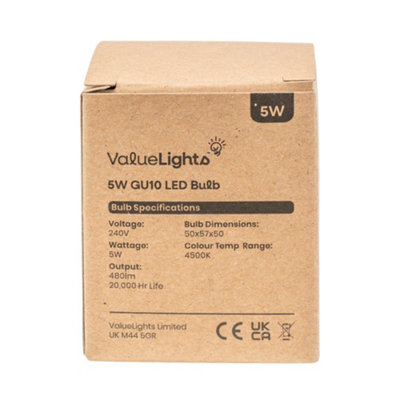 12 Pack GU10 White Thermal Plastic Spotlight LED 5W Cool White 4500K ...