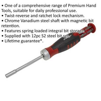 12 PACK Ratchet Screwdriver Set - Reversible Mechanism - Chrome ...