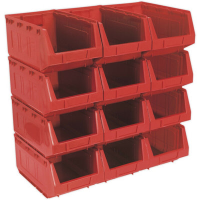 12 PACK Red 210 x 335 x 165mm Plastic Storage Bin - Warehouse Part ...