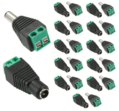 12 Pairs 12V Male & Female Jack Connectors, DC Power Connector Adaptors ...