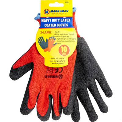 12 Pairs Extra Large Latex Coated Multi Purpose Red Work Gloves ...