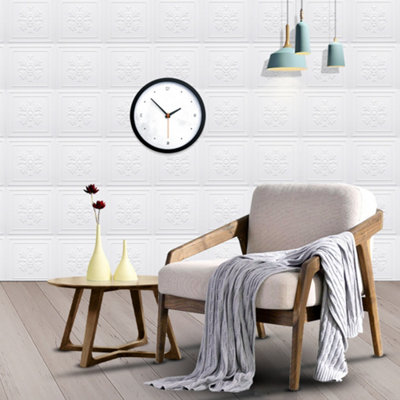 12 Pcs 3D White PVC Decorative Wall Panels Elegant Relief Design 50CM X ...