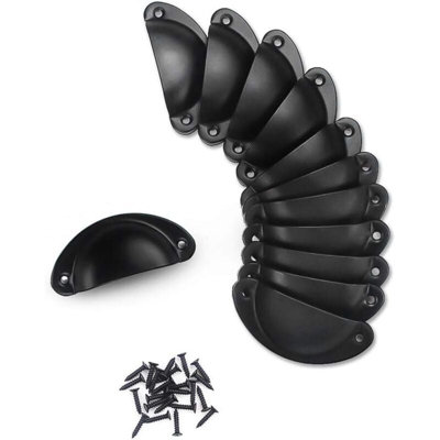 12 Pcs Black Shell Handle Vintage,Retro Shell Handle for Cabinet Door ...