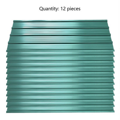 12 pcs Dark Green Metal Corrugated Roofing Sheets for Garden Shed L 115 ...