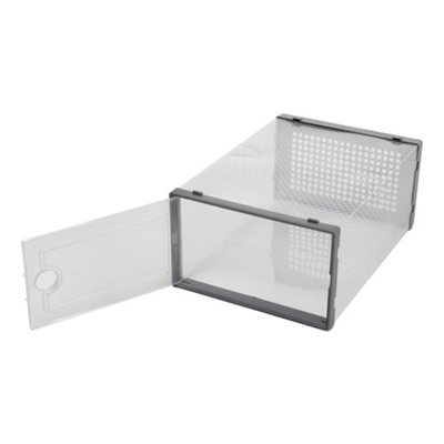 12 Pcs Grey Adjustable Stackable Plastic Shoe Storage Box Organiser ...