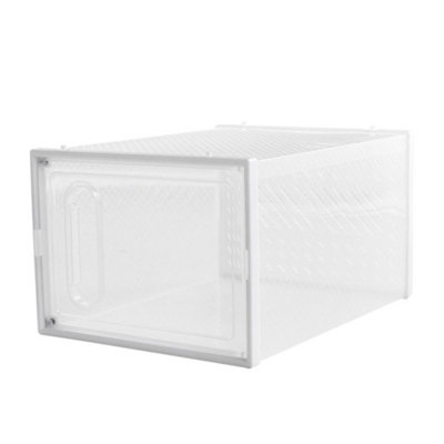 12 PCS White Rectangular Plastic Stackable Shoe Storage Box Shoe ...