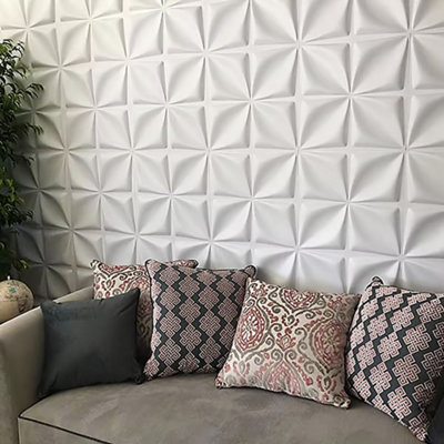 12 Pcs White Texture PVC Decorative 3D Wall Panel for Living Room ...