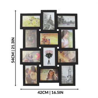 12 Photo Picture Collage Frame Black