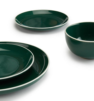 12 Piece Emerald Green Dinner Set