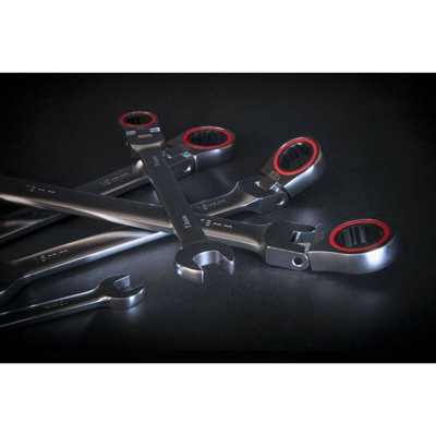 12-Piece Flexible Head Ratchet Spanner Set - Metric 12 Point Moving ...