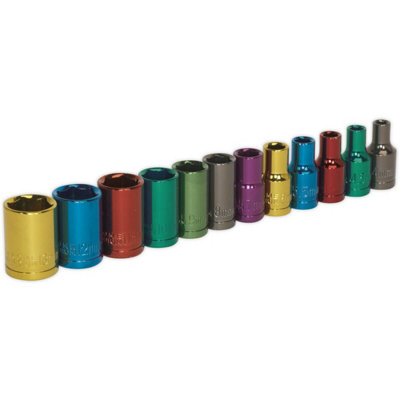 12-Piece Multi-Color Socket Set with 1/4" Drive - Enhanced Torque ...