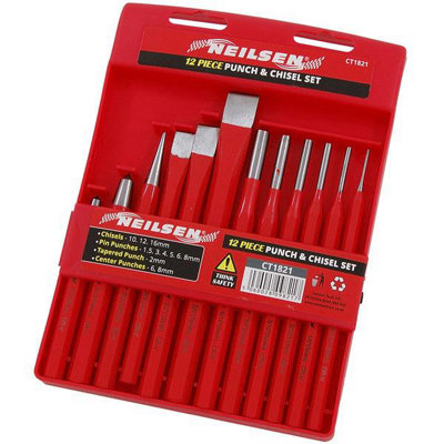 12 Piece Punch and Chisel Set Punch Engineering (Neilsen CT1821) | DIY ...