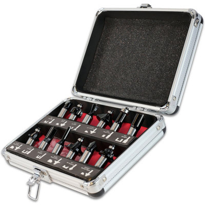 12 Piece Router Cutter Set Includes Metal Storage Case