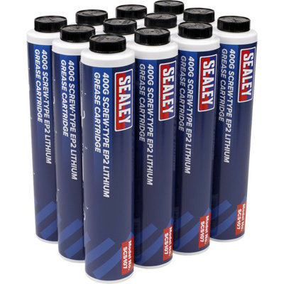 12 PK 400g Screw-Type EP2 Lithium Grease Cartridge - M33 x 2.5mm Thread ...