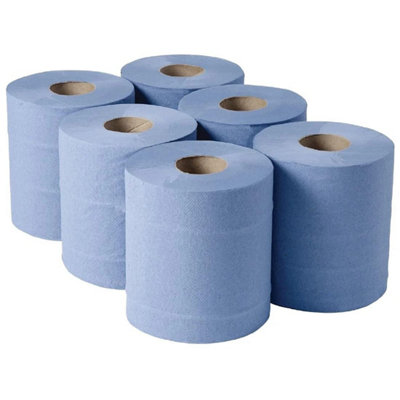 12 Rolls of 2-Ply Blue Centrefeed Tissue Paper Rolls - Multi-Purpose ...