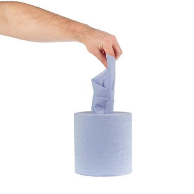12 Rolls of 2-Ply Blue Centrefeed Tissue Paper Rolls - Multi-Purpose ...