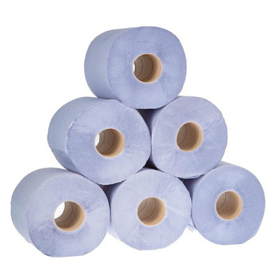 12 Rolls of 2-Ply Blue Centrefeed Tissue Paper Rolls - Multi-Purpose ...