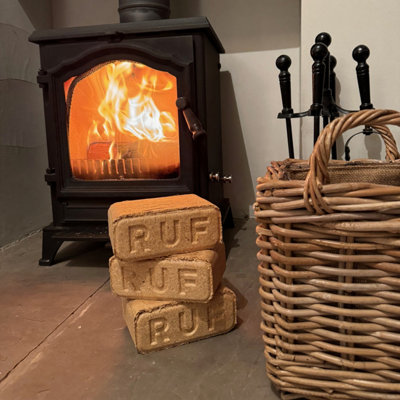 12 RUF Briquettes 10kg Compressed Wood Eco Friendly Heat Bricks Blocks ...