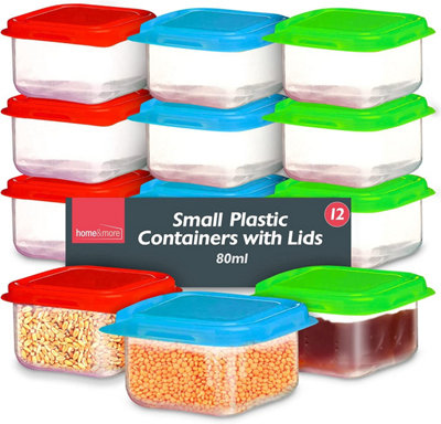 12 Small Plastic Containers with Lids 80ml - Stackable Small Food ...