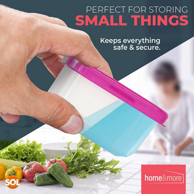 12 Small Plastic Containers with Lids 80ml - Stackable Small Food ...