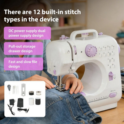 12-Stitch Mini Electric Sewing Machine for Home Use