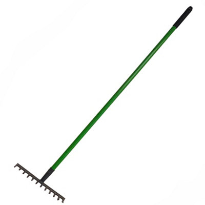 12 Teeth Soil Garden Rake Tubular Handle Carbon Steel 120cm Soil Leaf ...