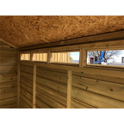 12 x 4 SECURITY Pressure Treated T&G Apex Wooden Garden Shed + Single ...