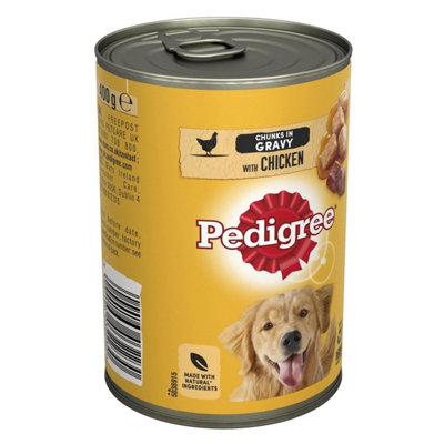 12 x 400g Pedigree Adult Wet Dog Food Tin with Chicken in Gravy Dog Can