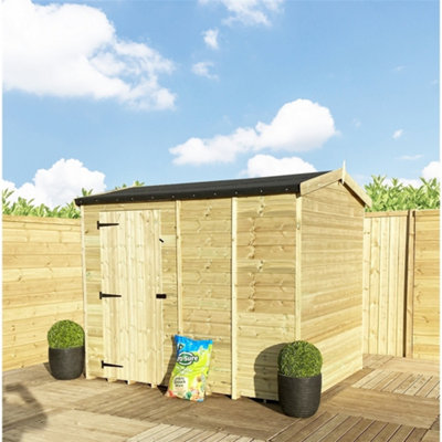 12 x 6 REVERSE Pressure Treated T&G Single Door Apex Wooden Bike Store ...