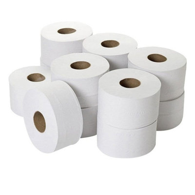 12 x Mini 2Ply Jumbo White Toilet Tissue Rolls Soft Paper For Washroom ...
