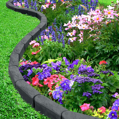 12 x Nicoman Lawn Edging Stone Garden Border Stomp Edge Rubber Border ...