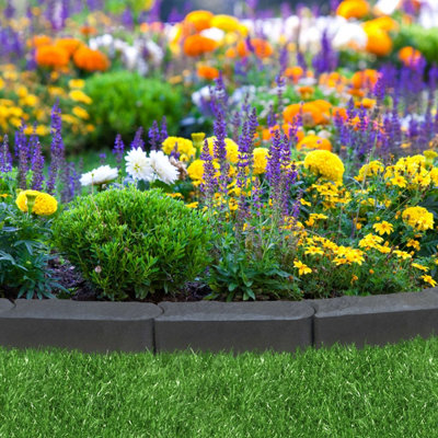 12 x Nicoman Lawn Edging Stone Garden Border Stomp Edge Rubber Border ...