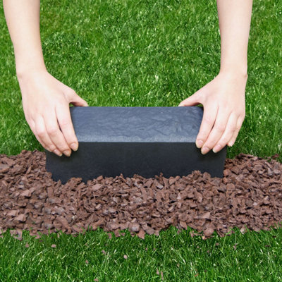 12 x Nicoman Lawn Edging Stone Garden Border Stomp Edge Rubber Border ...