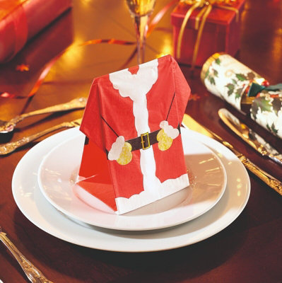 12 x Santa Suit Napkins - Festive Christmas Serviette 3-Ply Paper Towel ...