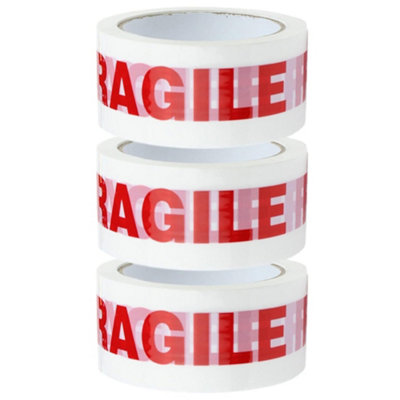 12 x Strong Sticky 50mm x 66m Printed 'FRAGILE' Packaging Tape | DIY at B&Q
