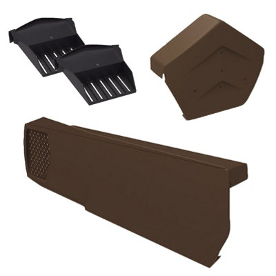 12 x Universal Brown Dry Verge Units, Angled Ridge Cap & 2 x Starter ...